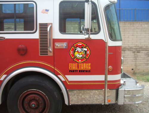 Fire Truck Fun Party Rentals Vehicle Graphics - Innovative Signs of ...